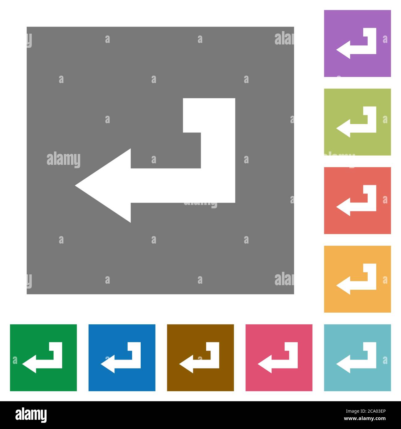 Return key flat icons on simple color square backgrounds Stock Vector ...