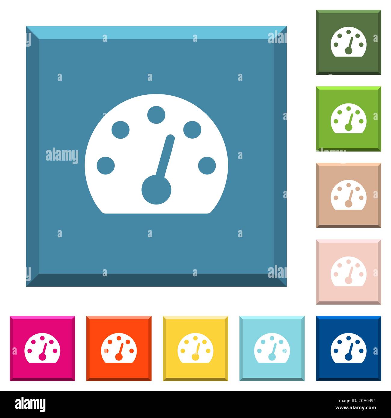 Dashboard white icons on edged square buttons in various trendy colors ...