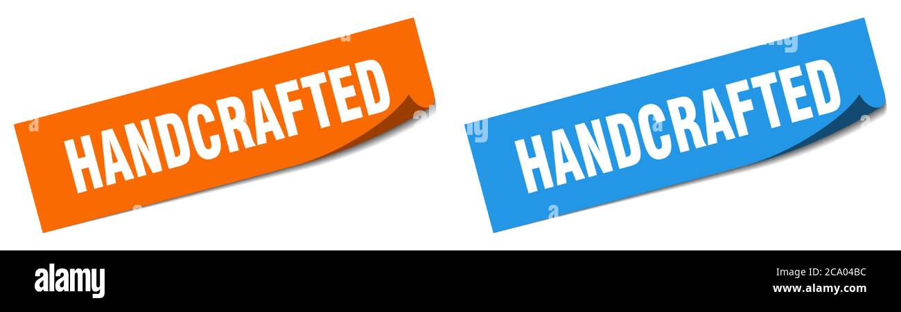hand crafted paper peeler sign set. hand crafted sticker Stock Vector ...