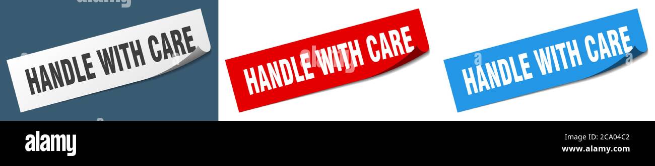 handle with care paper peeler sign set. handle with care sticker Stock ...