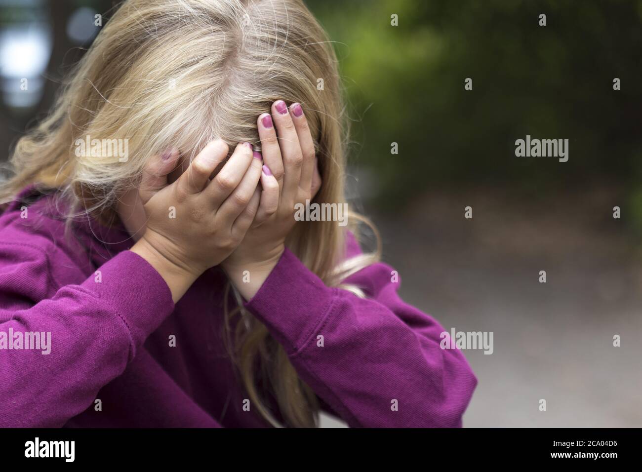 Girl (10) is unhappy, sad, Kiel, Schleswig-Holstein, Germany Stock ...