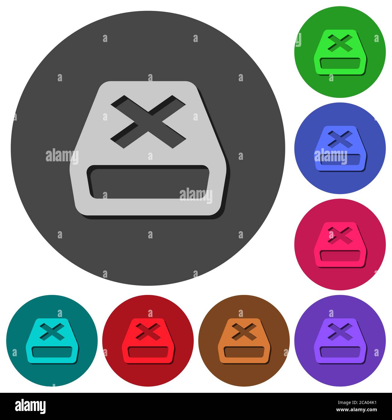 Uninstall icons with shadows on color round backgrounds for material ...