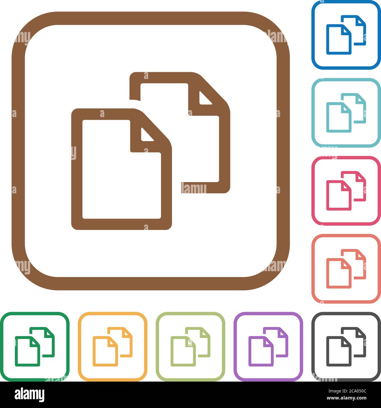 Copy document simple icons in color rounded square frames on white background Stock Vector Image ...
