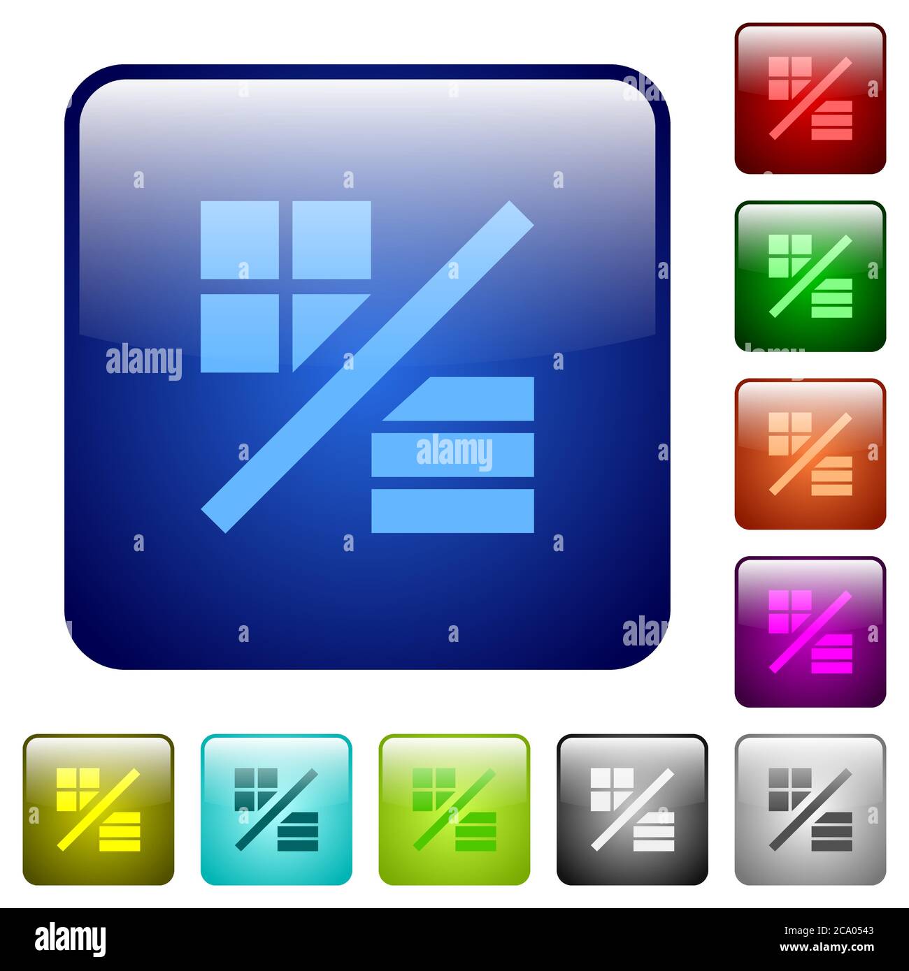 View mode icons in rounded square color glossy button set Stock Vector ...