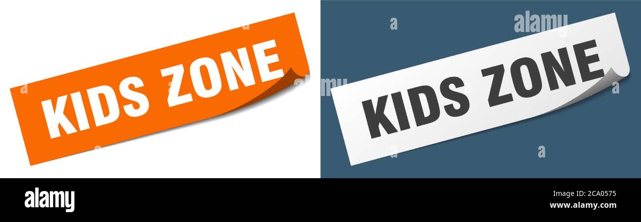 kids zone paper peeler sign set. kids zone sticker Stock Vector Image ...
