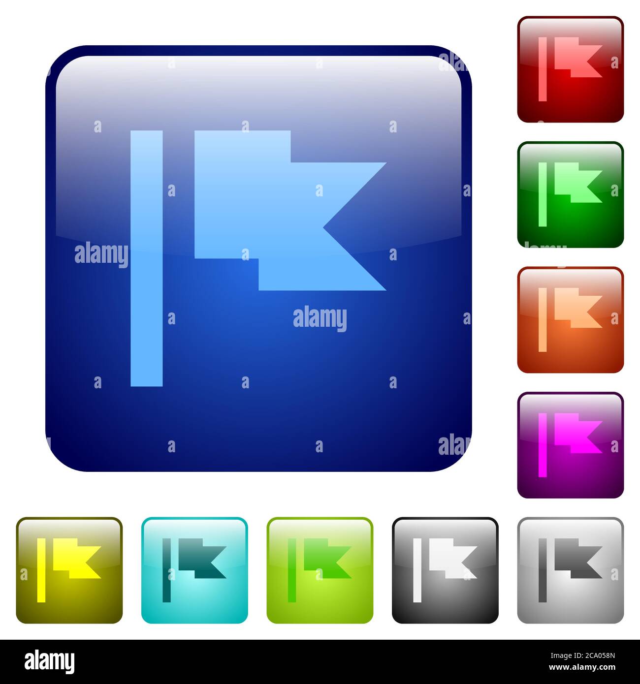 Flag Icons In Rounded Square Color Glossy Button Set Stock Vector Image And Art Alamy