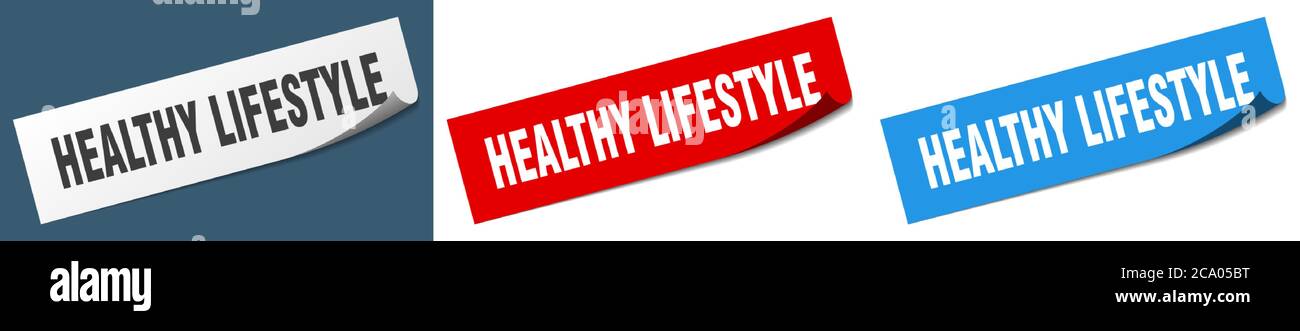 healthy lifestyle paper peeler sign set. healthy lifestyle sticker ...