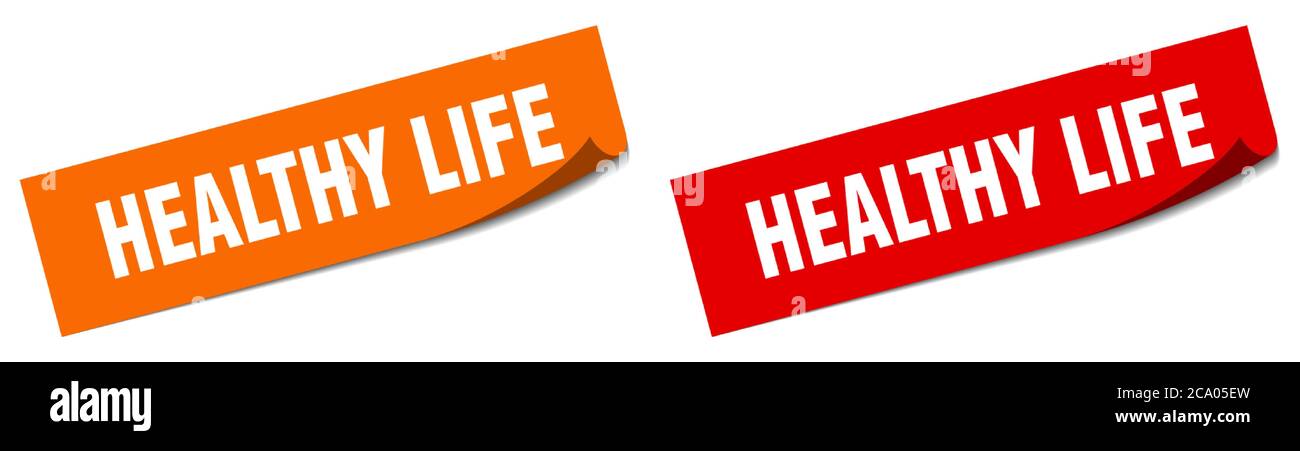 healthy life paper peeler sign set. healthy life sticker Stock Vector ...