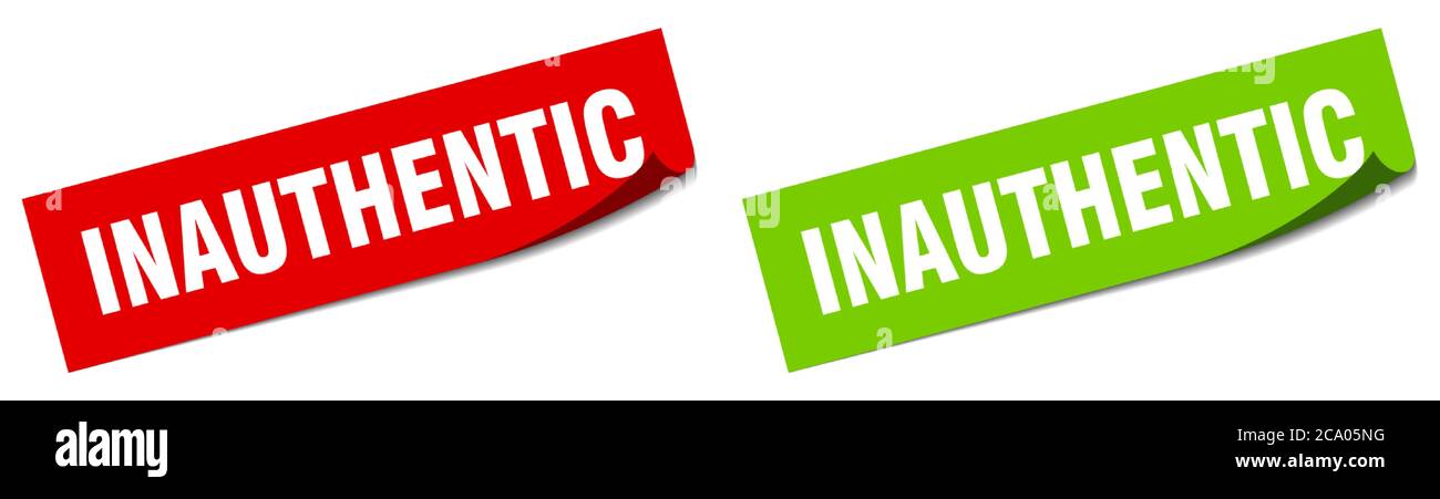 inauthentic paper peeler sign set. inauthentic sticker Stock Vector ...