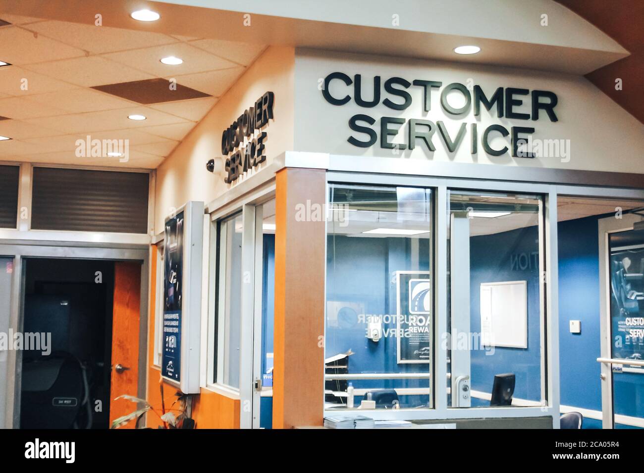 Large booth for customer service, reception Stock Photo - Alamy