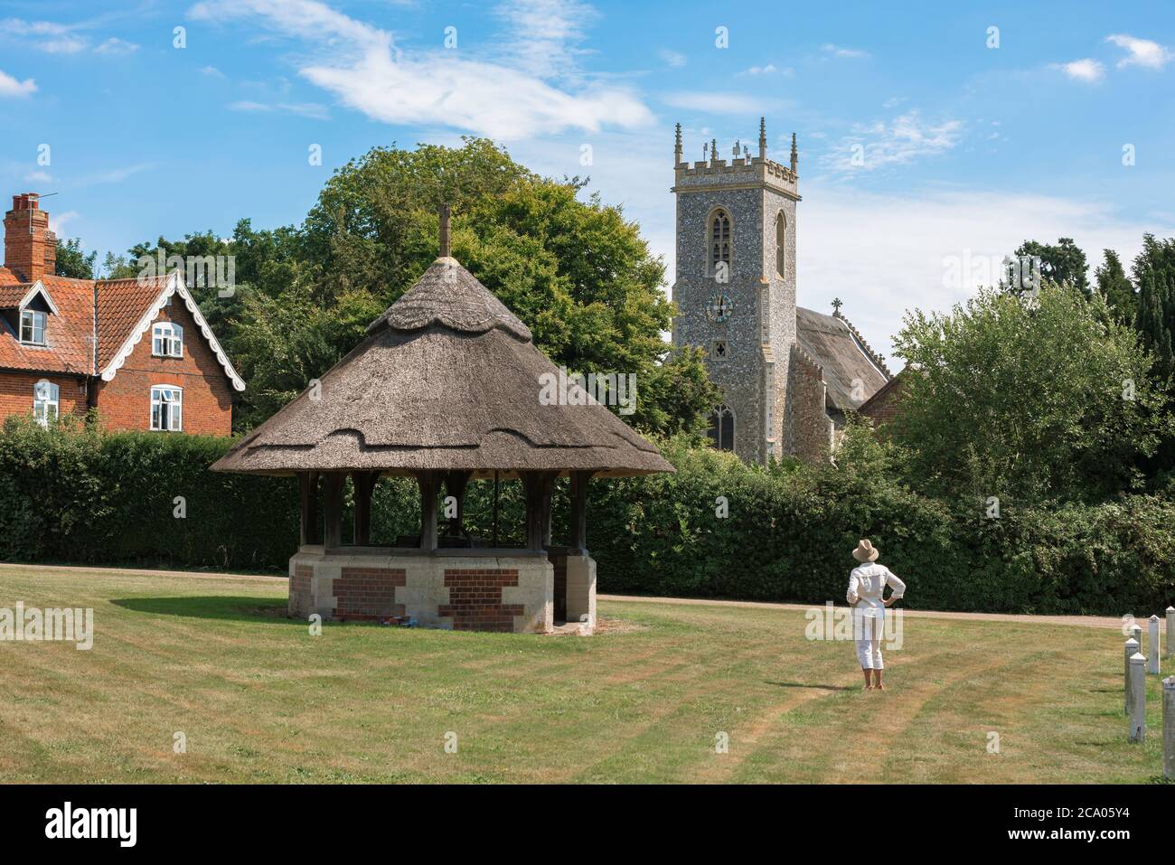 Woodbastwick Norfolk, view across the village green in Woodbastwick ...