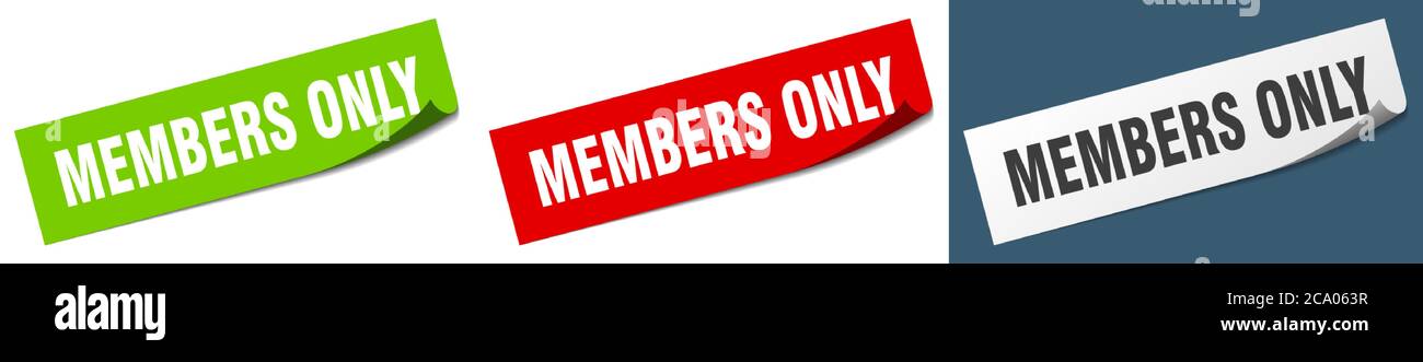 members only paper peeler sign set. members only sticker Stock Vector ...