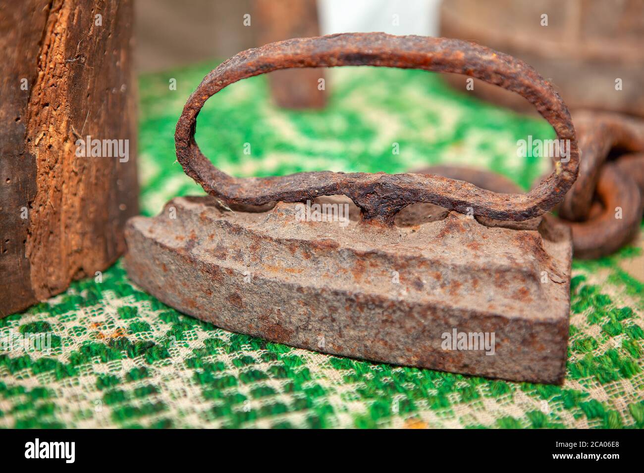 Antique rusty iron . Household appliances from antiquity Stock Photo ...