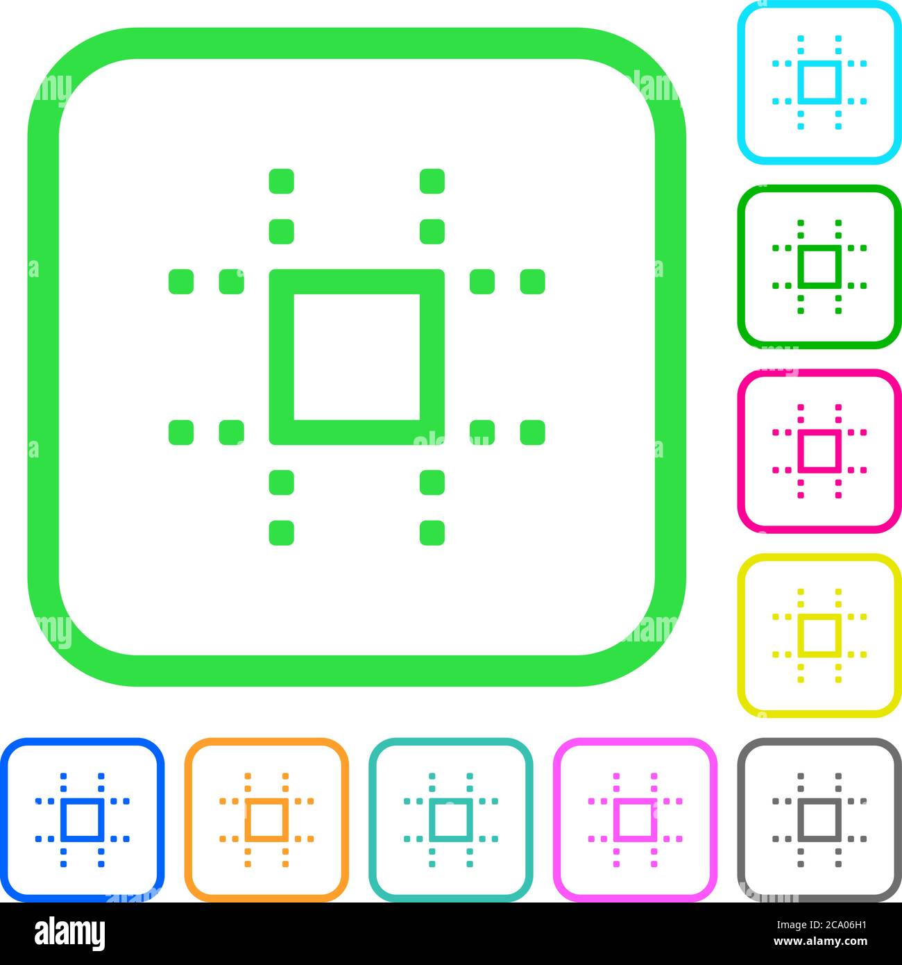 Snap to grid vivid colored flat icons in curved borders on white ...