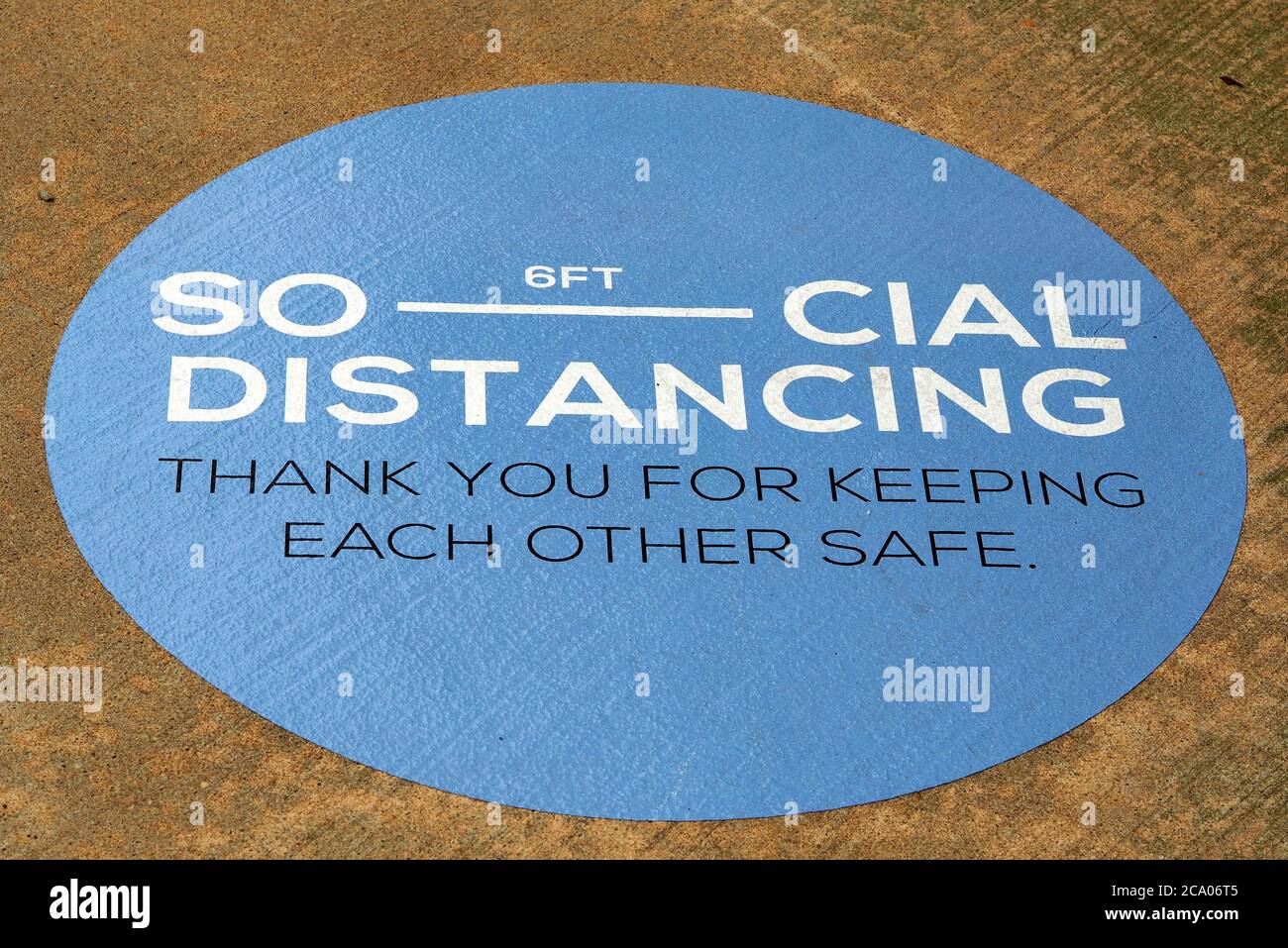 Blue social distancing sign hi-res stock photography and images - Alamy