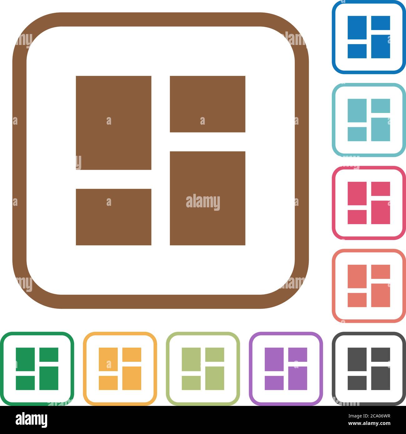 Admin dashboard panels simple icons in color rounded square frames on white background Stock ...