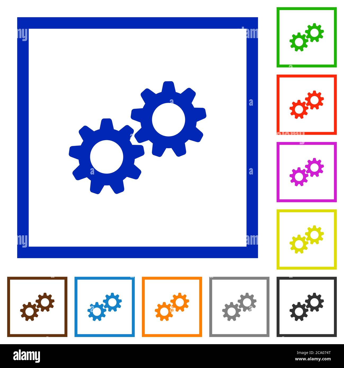 Collaboration flat color icons in square frames on white background ...