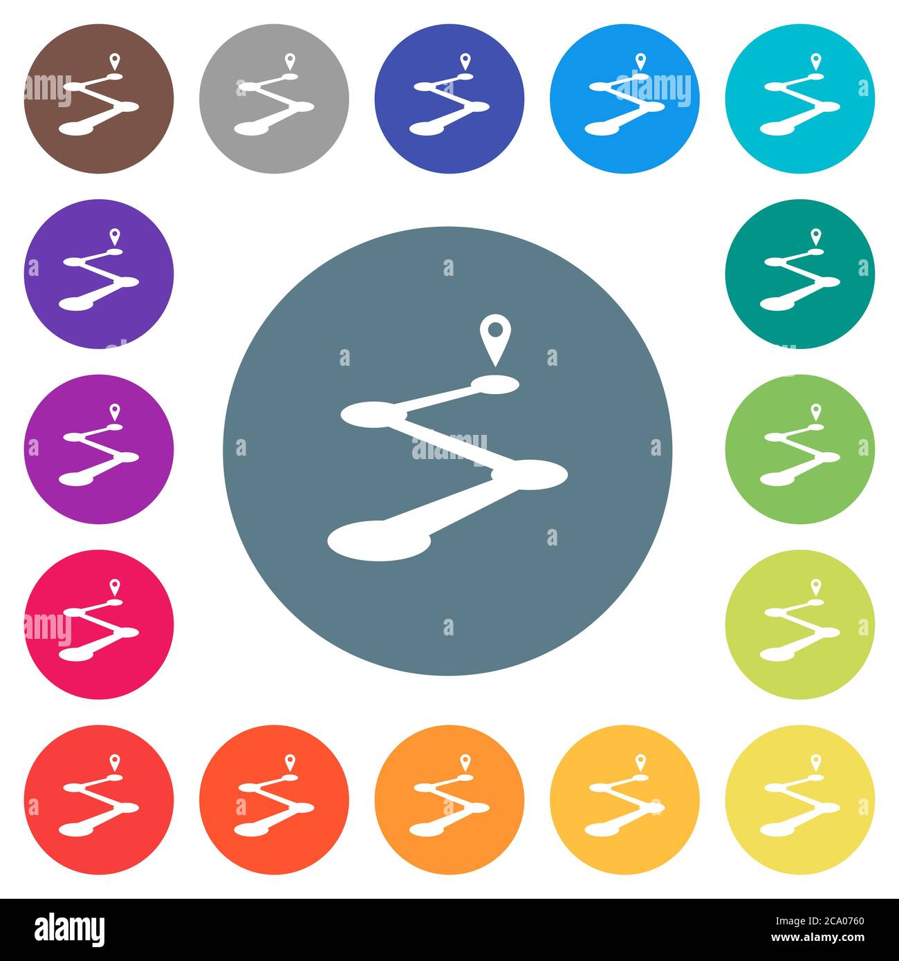Roadmap flat white icons on round color backgrounds. 17 background ...