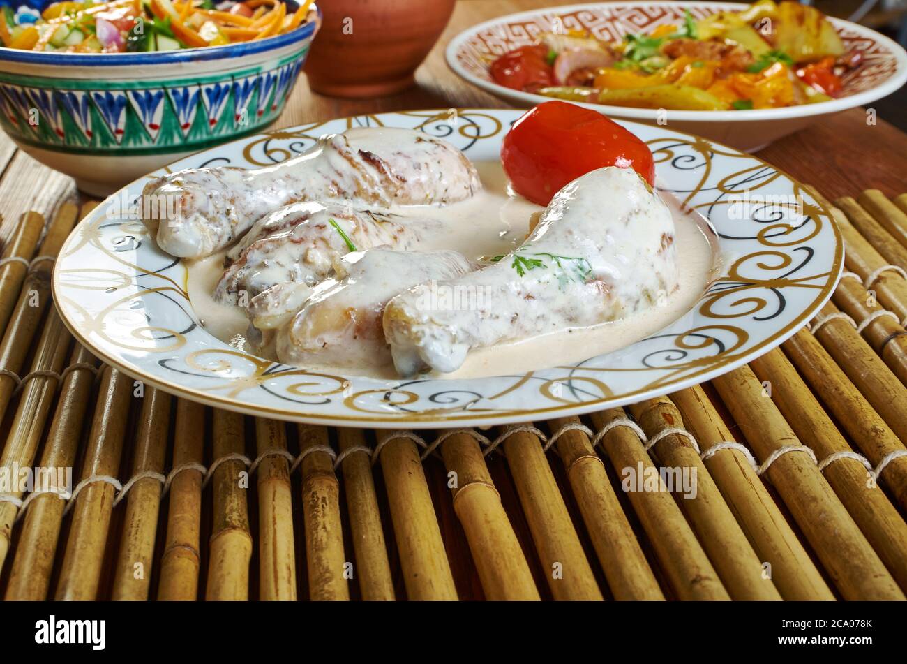Chicken chkmeruli in georgian creamy hi-res stock photography and ...