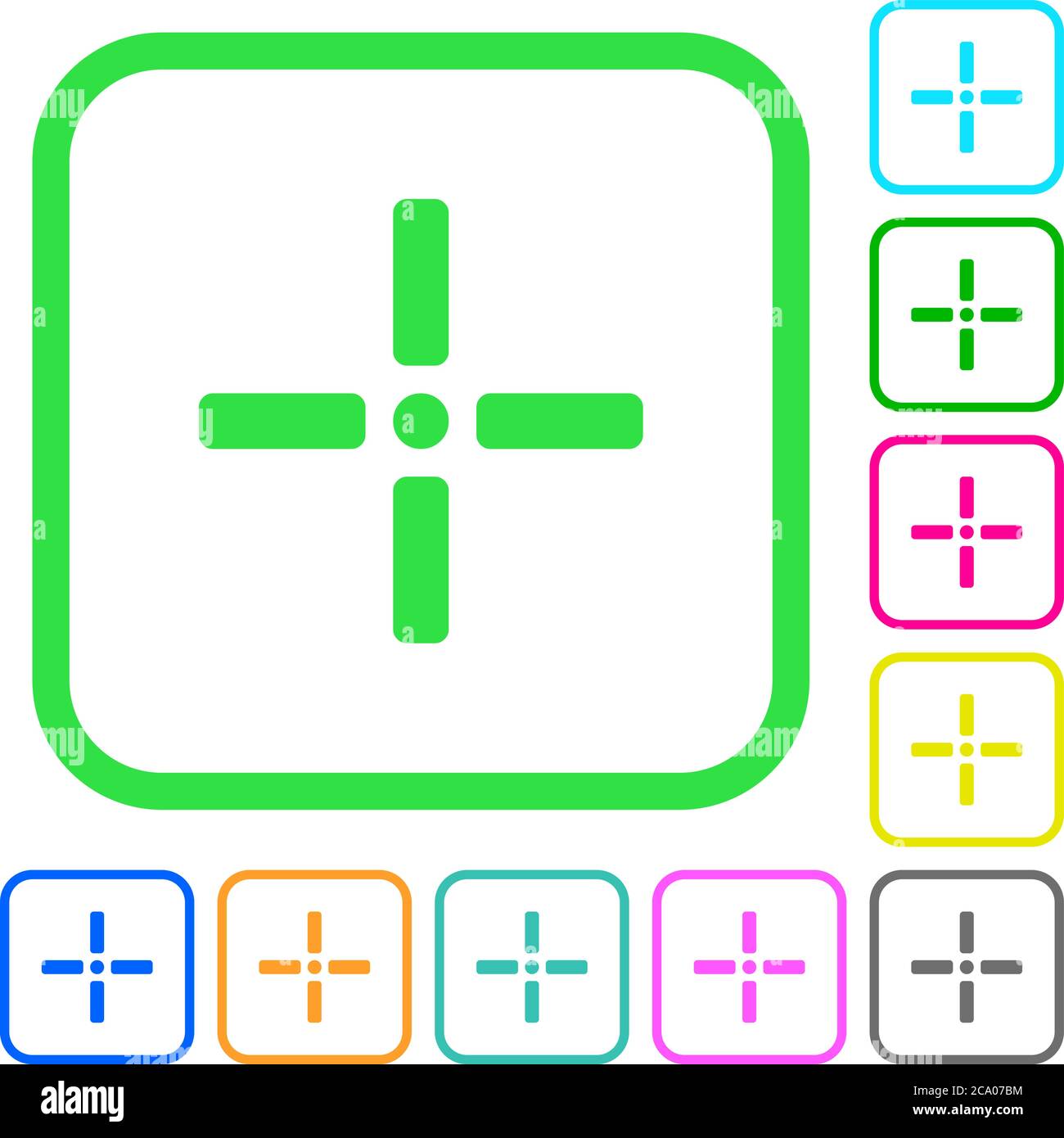 Precise cursor vivid colored flat icons in curved borders on white ...