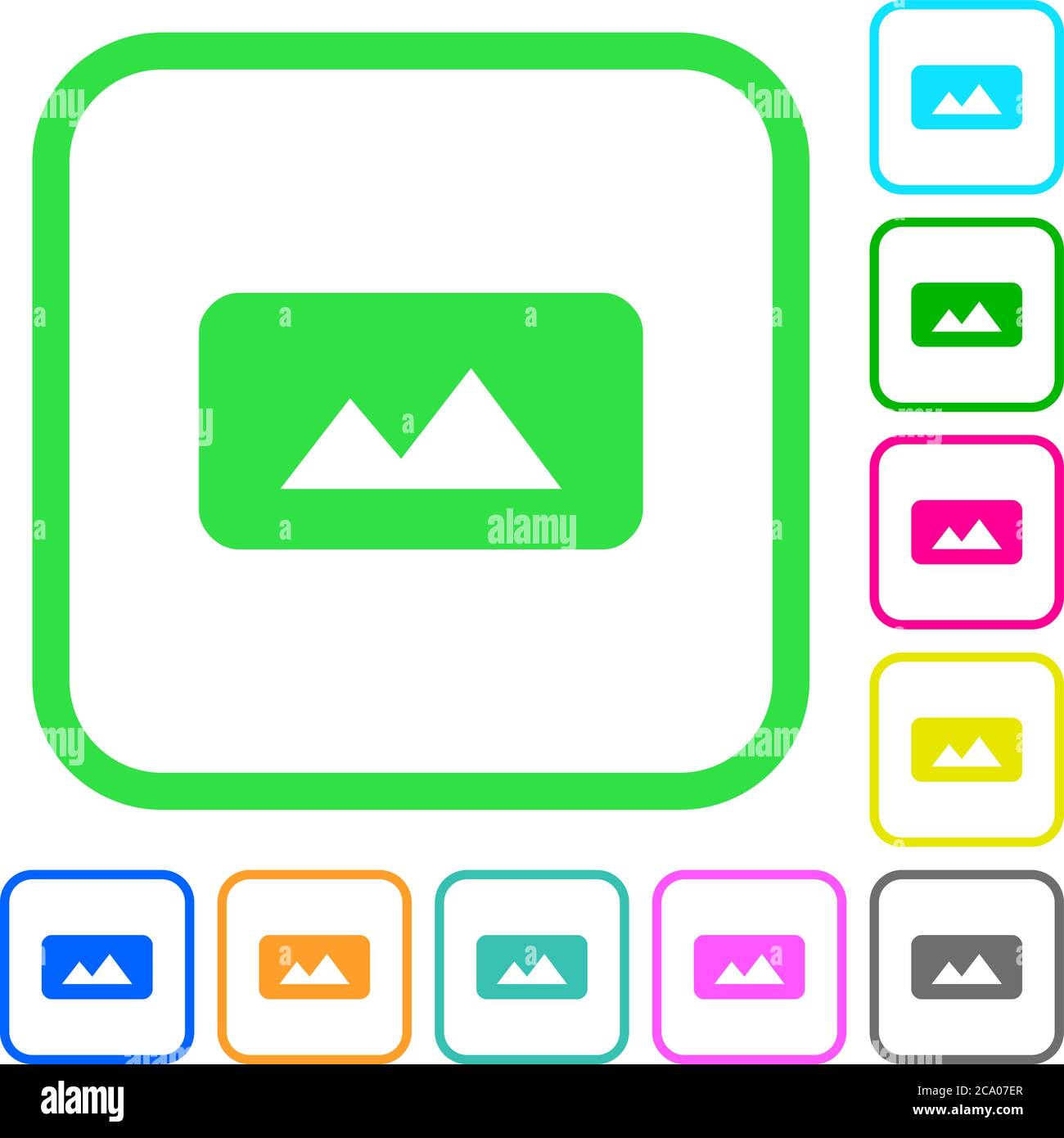 Panorama picture vivid colored flat icons in curved borders on white ...