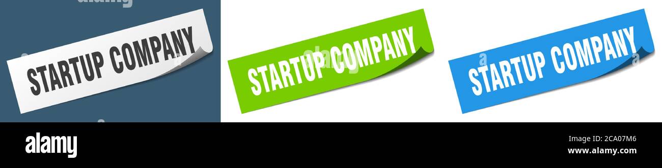 startup company paper peeler sign set. startup company sticker Stock ...