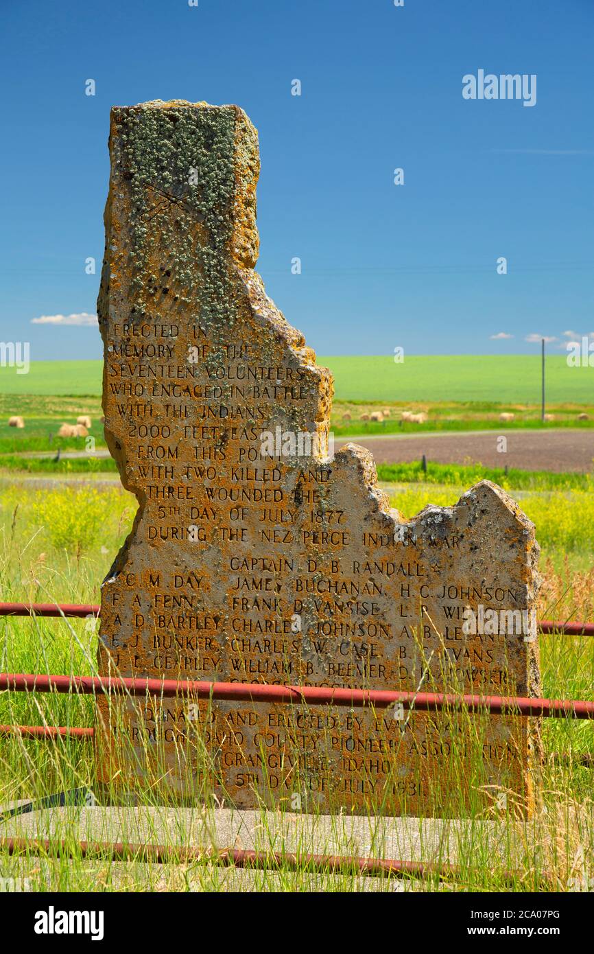 Soldier monument, Nez Perce National Historical Park, Idaho Stock Photo ...