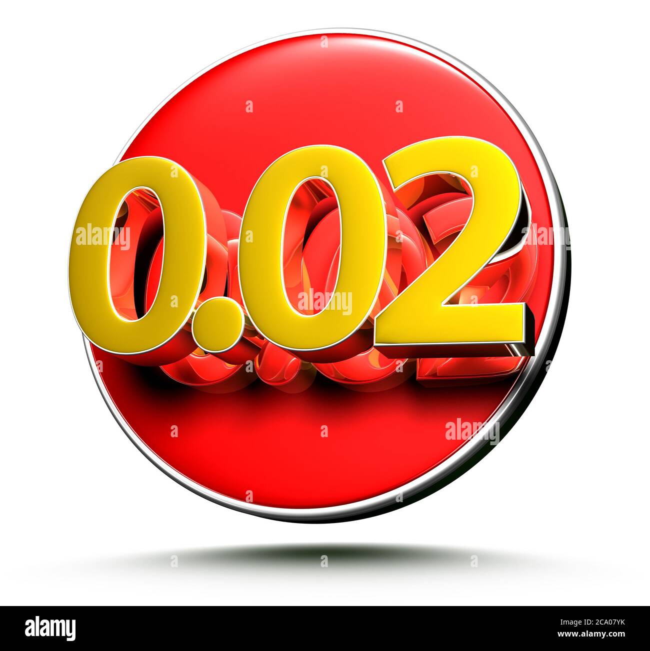3D illustration Golden number 0.02 isolated on a white background.(with ...