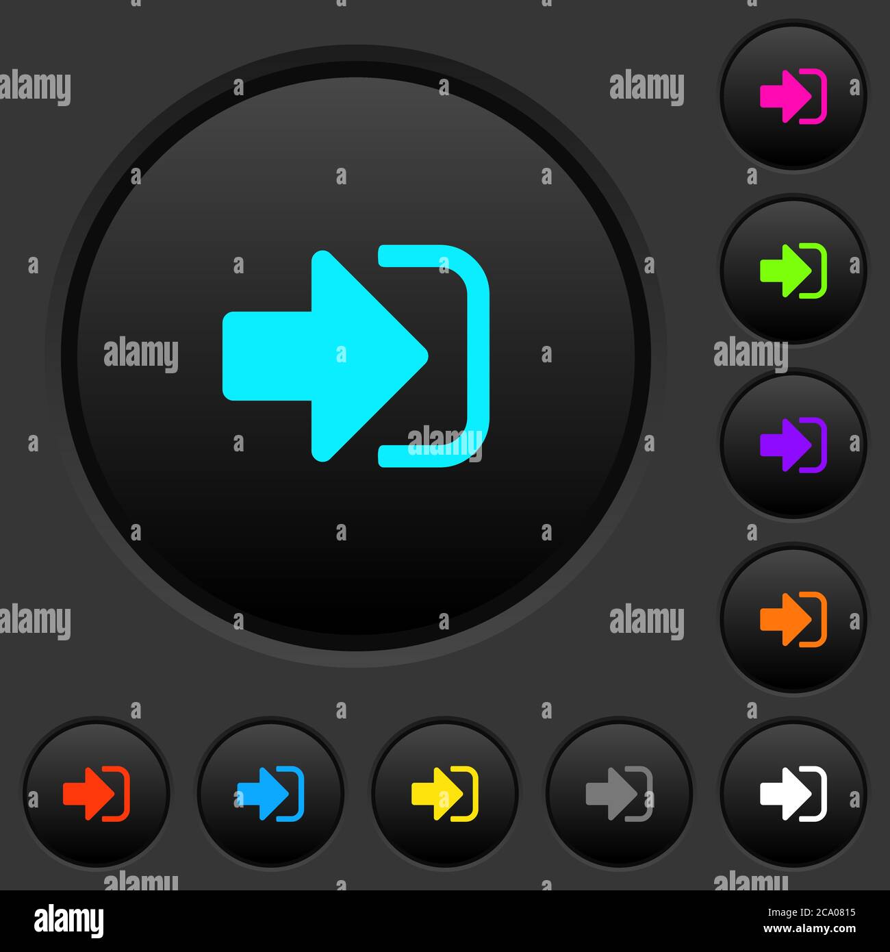 Sign in dark push buttons with vivid color icons on dark grey ...