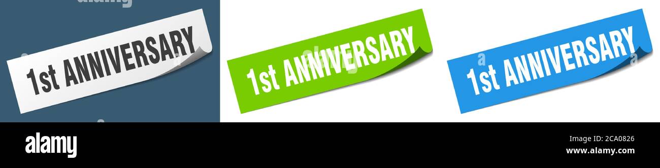 1st anniversary paper peeler sign set. 1st anniversary sticker Stock ...