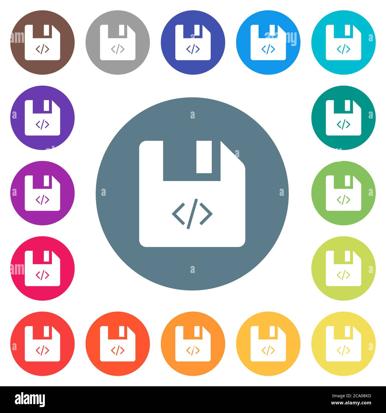 Script file flat white icons on round color backgrounds. 17 background ...