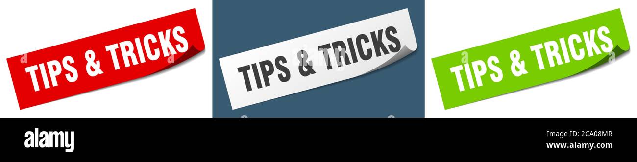 tips & tricks paper peeler sign set. tips & tricks sticker Stock Vector ...