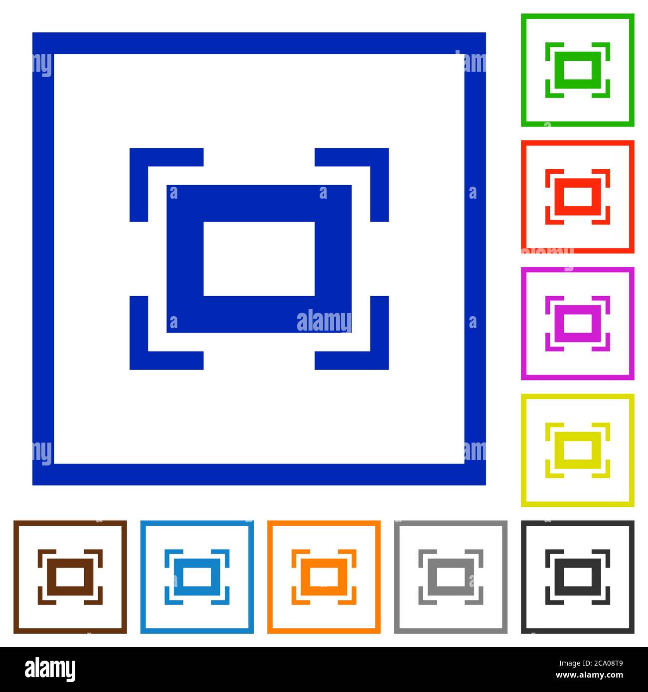 Full screen flat color icons in square frames on white background Stock ...