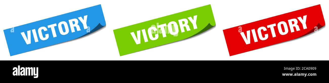 victory paper peeler sign set. victory sticker Stock Vector Image & Art ...