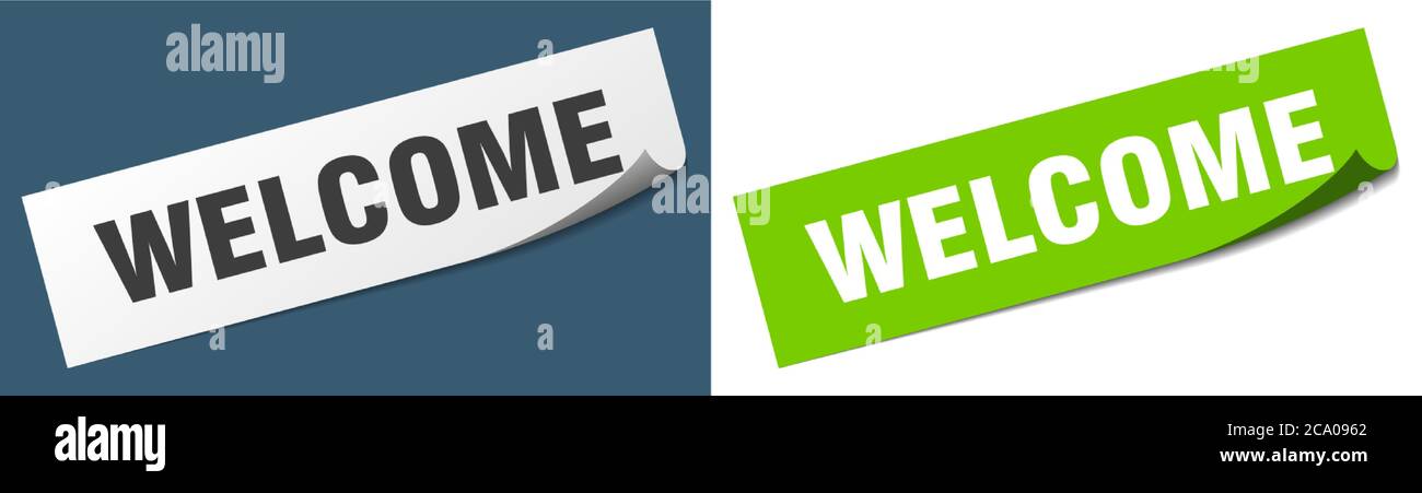 welcome paper peeler sign set. welcome sticker Stock Vector Image & Art ...