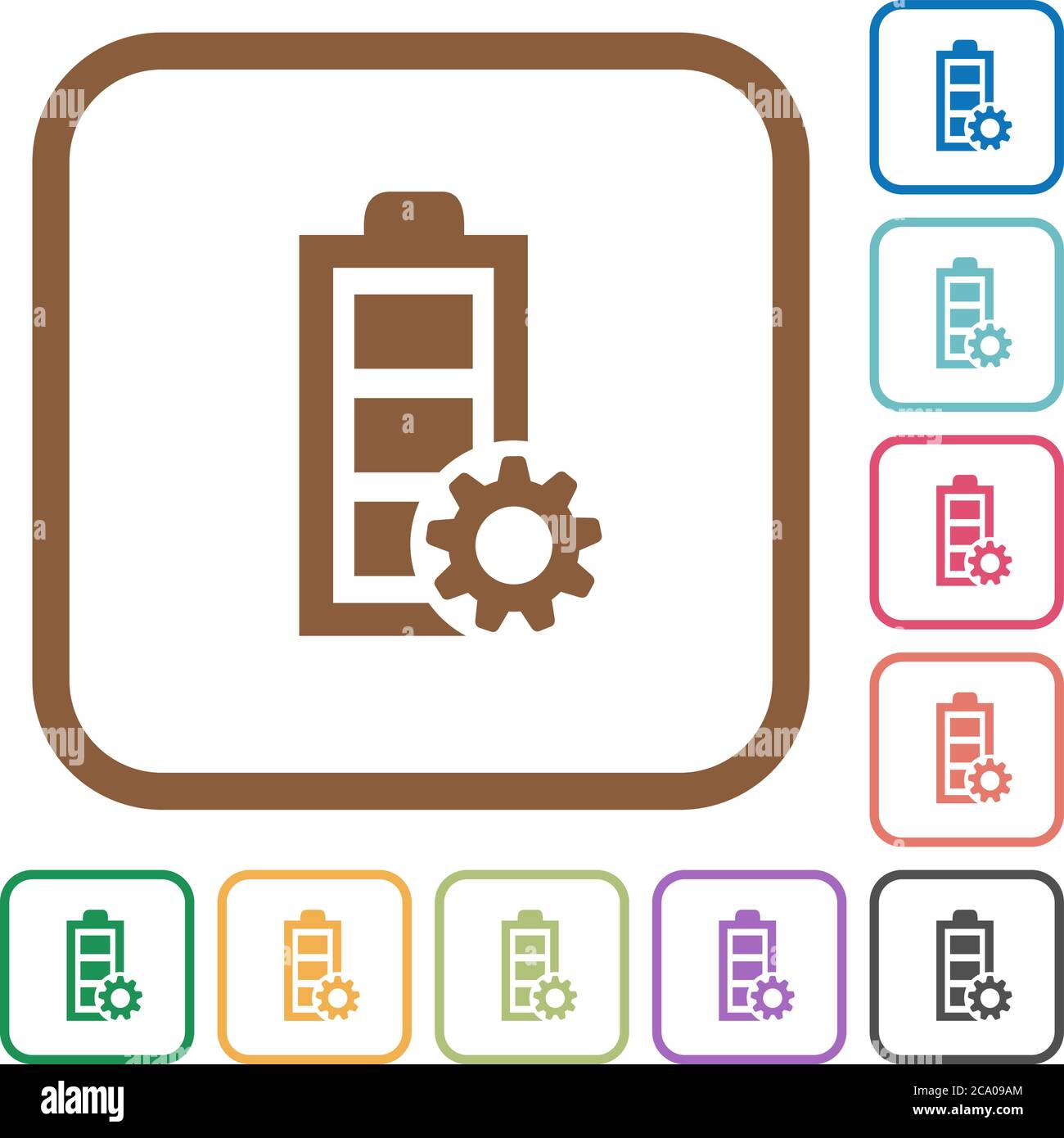 Power management simple icons in color rounded square frames on white background Stock Vector ...