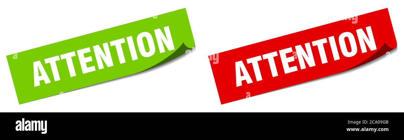 attention paper peeler sign set. attention sticker Stock Vector Image ...