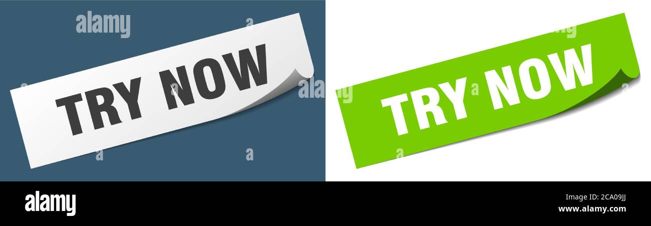 try now paper peeler sign set. try now sticker Stock Vector Image & Art ...