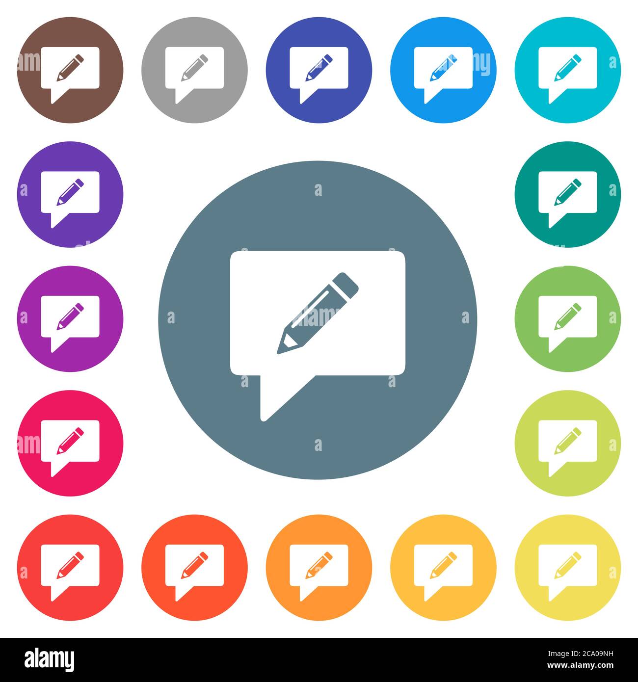 writing comment flat white icons on round color backgrounds. 17 ...