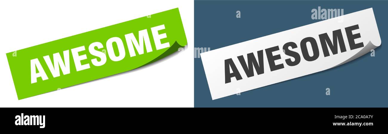 awesome paper peeler sign set. awesome sticker Stock Vector Image & Art ...