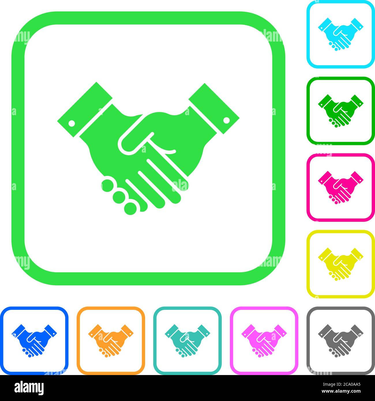 Partnership vivid colored flat icons in curved borders on white ...