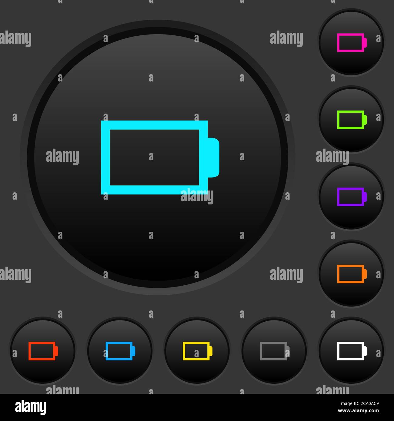 Empty battery without load units dark push buttons with vivid color ...