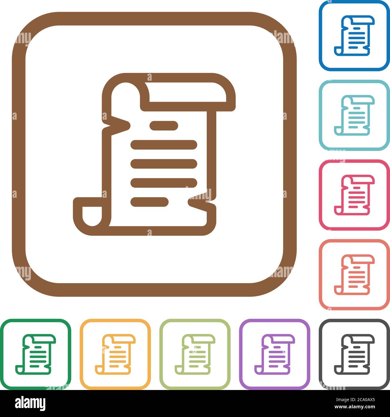 Paper scroll simple icons in color rounded square frames on white background Stock Vector Image ...