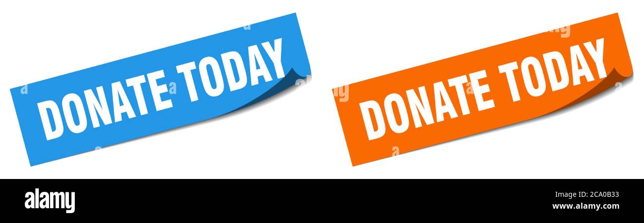 donate today paper peeler sign set. donate today sticker Stock Vector ...