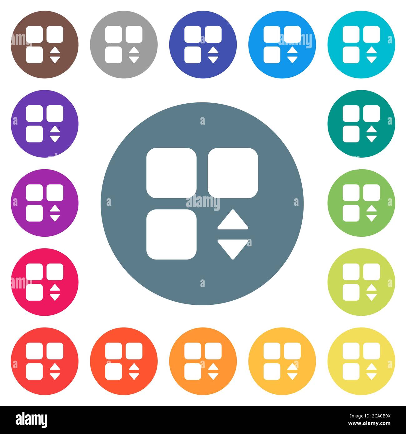 Adjust component flat white icons on round color backgrounds. 17 ...