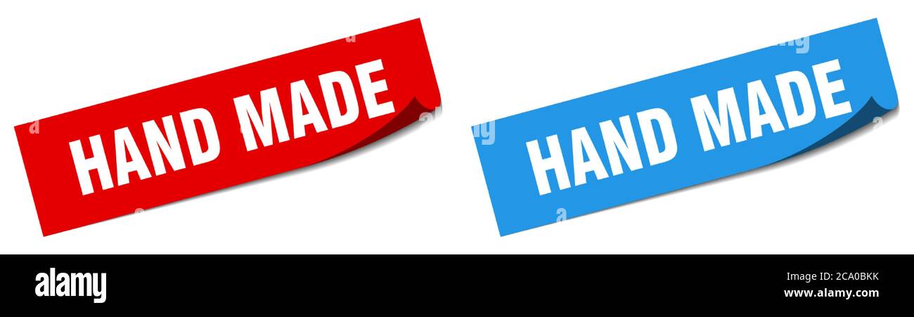 hand made paper peeler sign set. hand made sticker Stock Vector Image ...