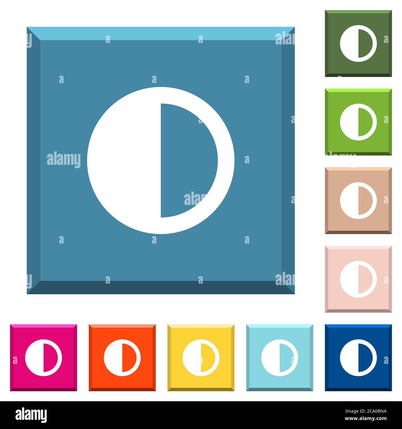 Contrast control white icons on edged square buttons in various trendy ...