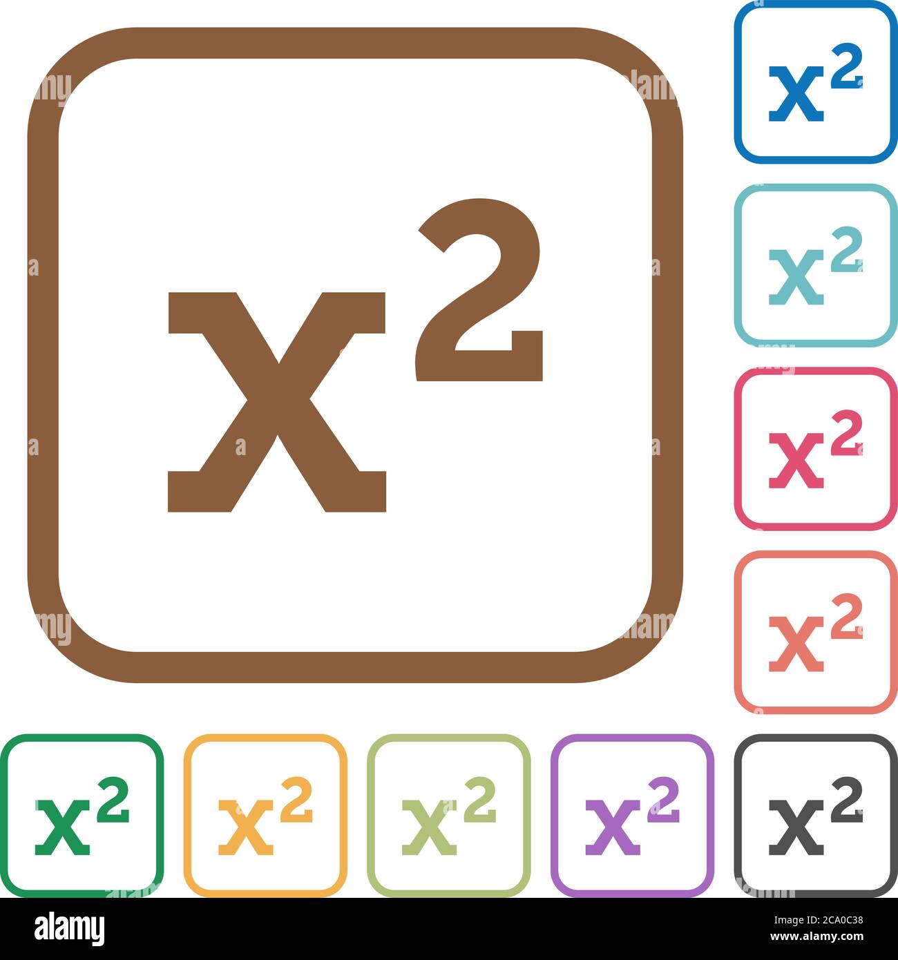 Math exponentiation simple icons in color rounded square frames on ...