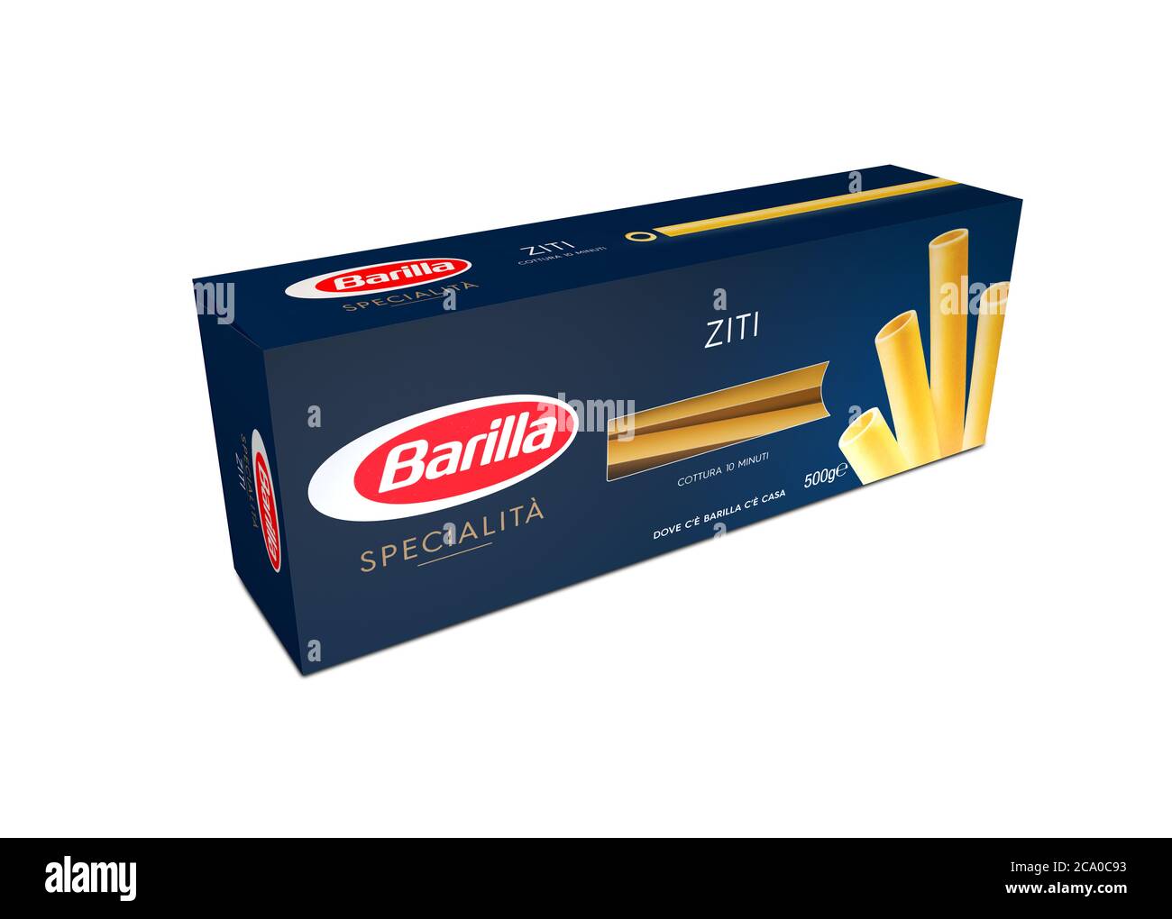 Italy - June 27, 2020: 3D rendering Ziti pack of Barilla Italian pasta ...