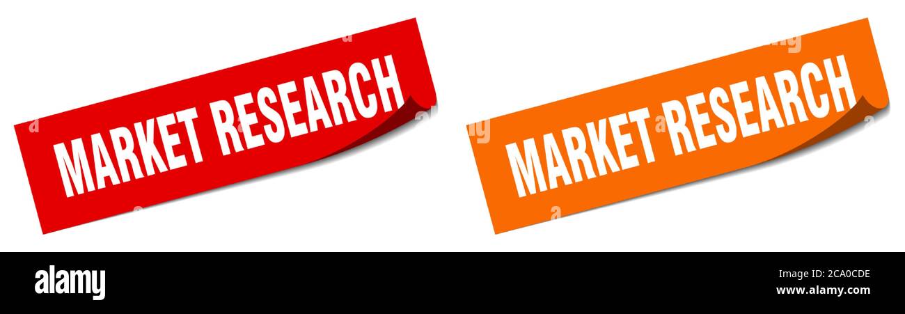 market research paper peeler sign set. market research sticker Stock ...